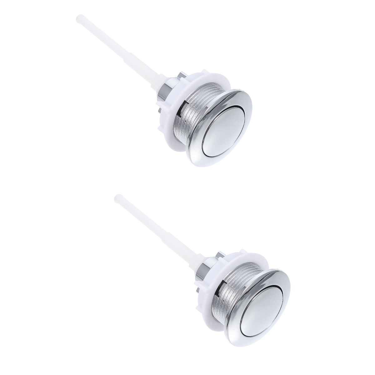 FENGGUIQU Silver ABS Toilet Tank Push Button Round Simple Design 2Pcs ...