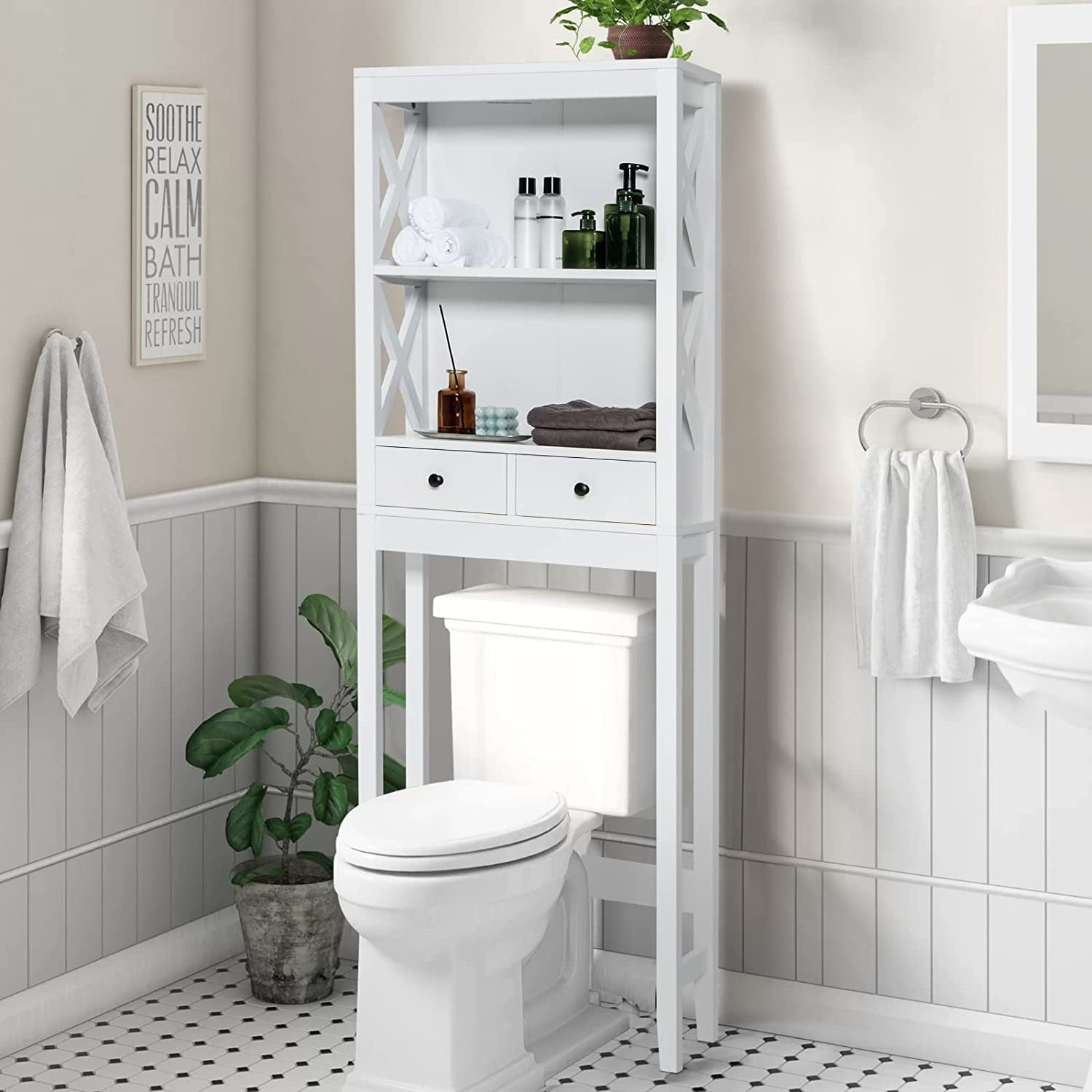 Over The Toilet Cabinet Storage, Bathroom Space Saver, Organizer Over ...