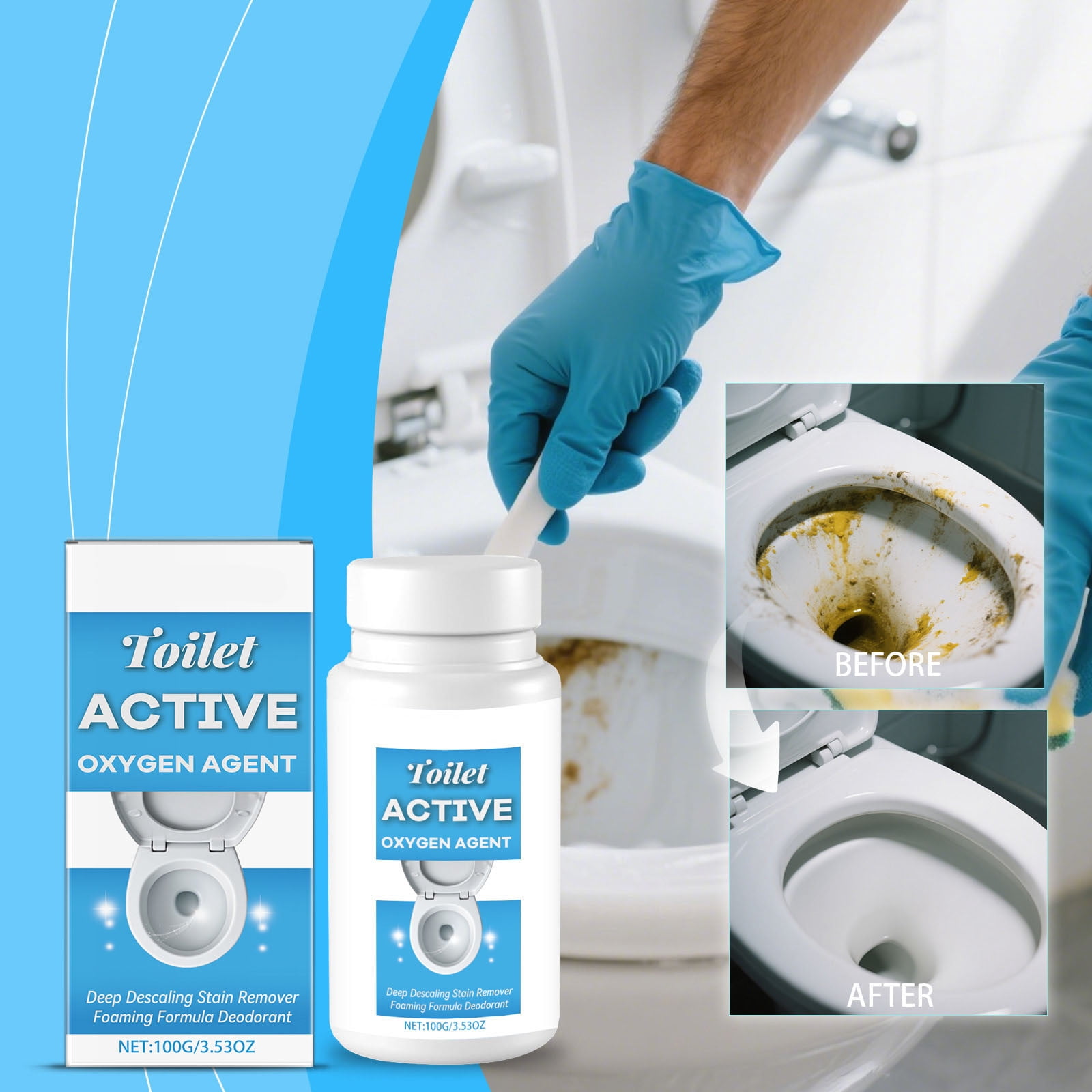 Toilet Cleaner Powder under $5! Xqxayjr Toilet Oxygen Cleaning Powder ...