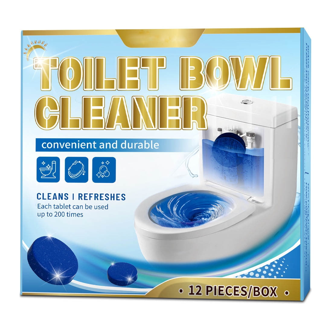 Toilet Cleaner Tablets, Toilet Cleaning Blocks, 12-Pack Powerful Stain ...
