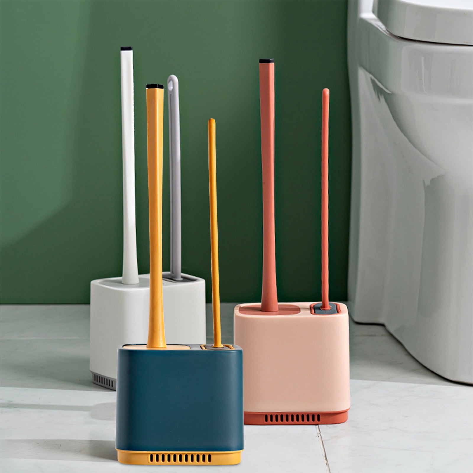 Toilet Cleaner Wand, Plunger and Brush Set, Flat Rubber Duo Brush Set ...