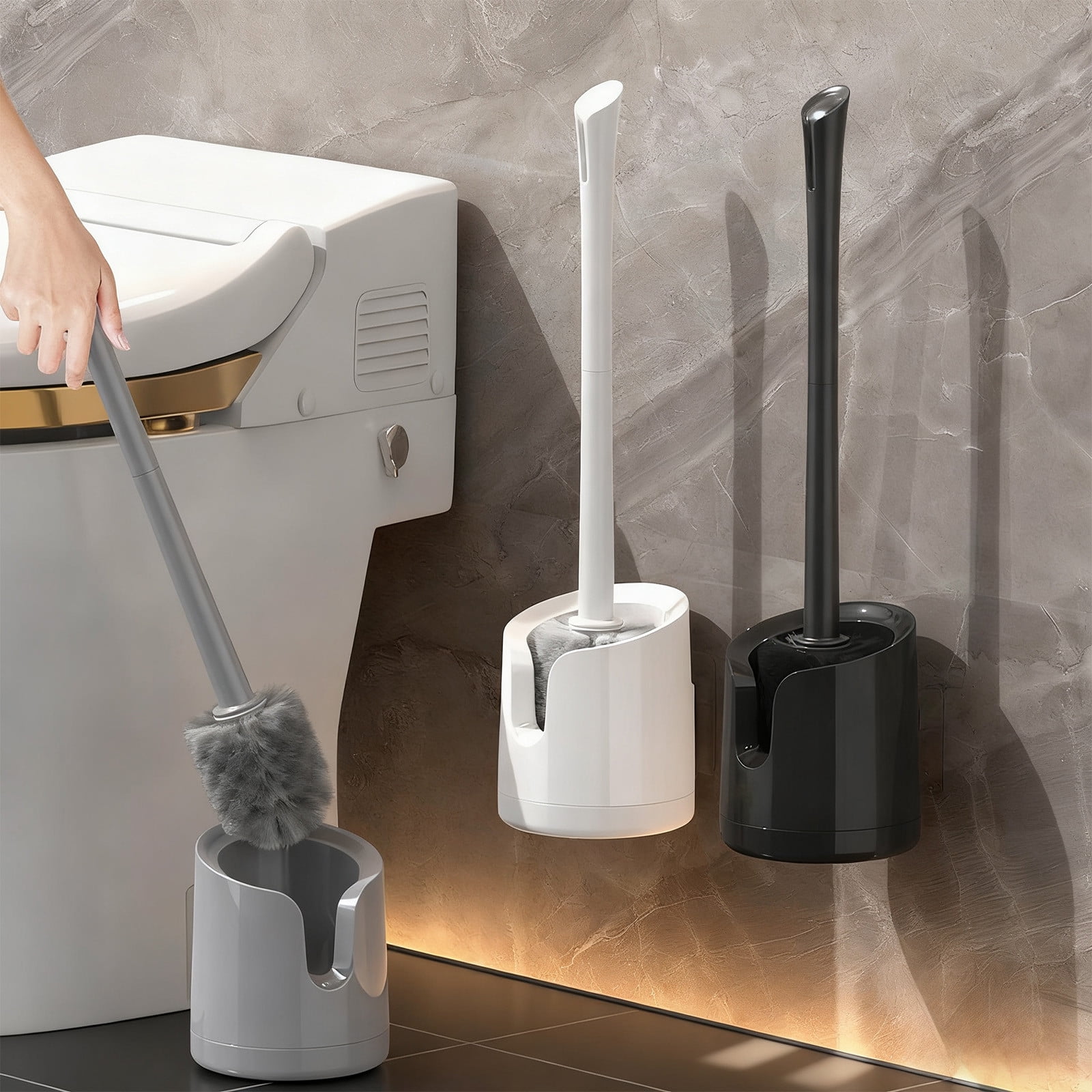Toilet Cleaning Brush, Modern Bathroom Tool, Plastic Bristles, Long ...