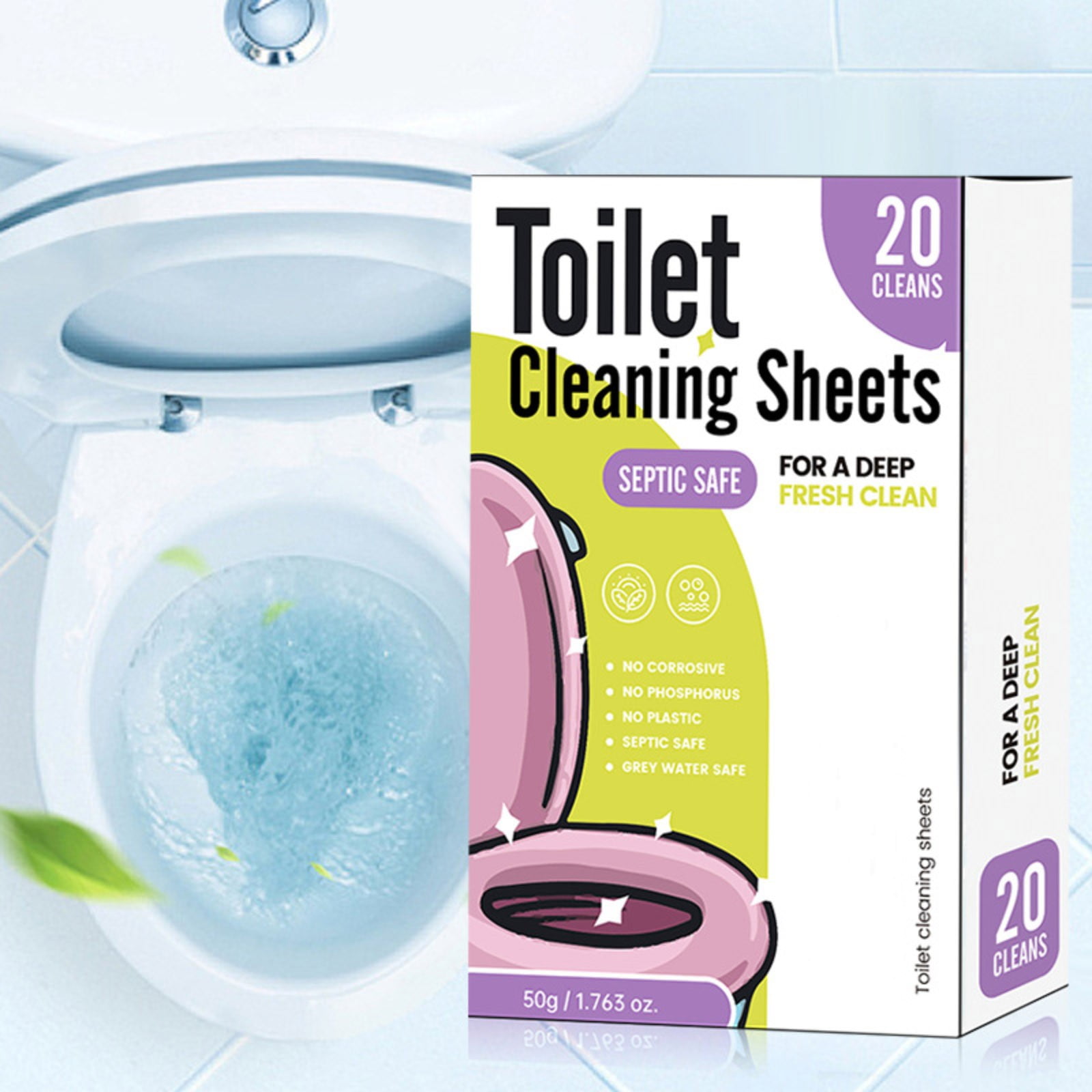 Toilet Cleaning Sheets - 20 Count For Deep Fresh Clean, Septic Safe ...
