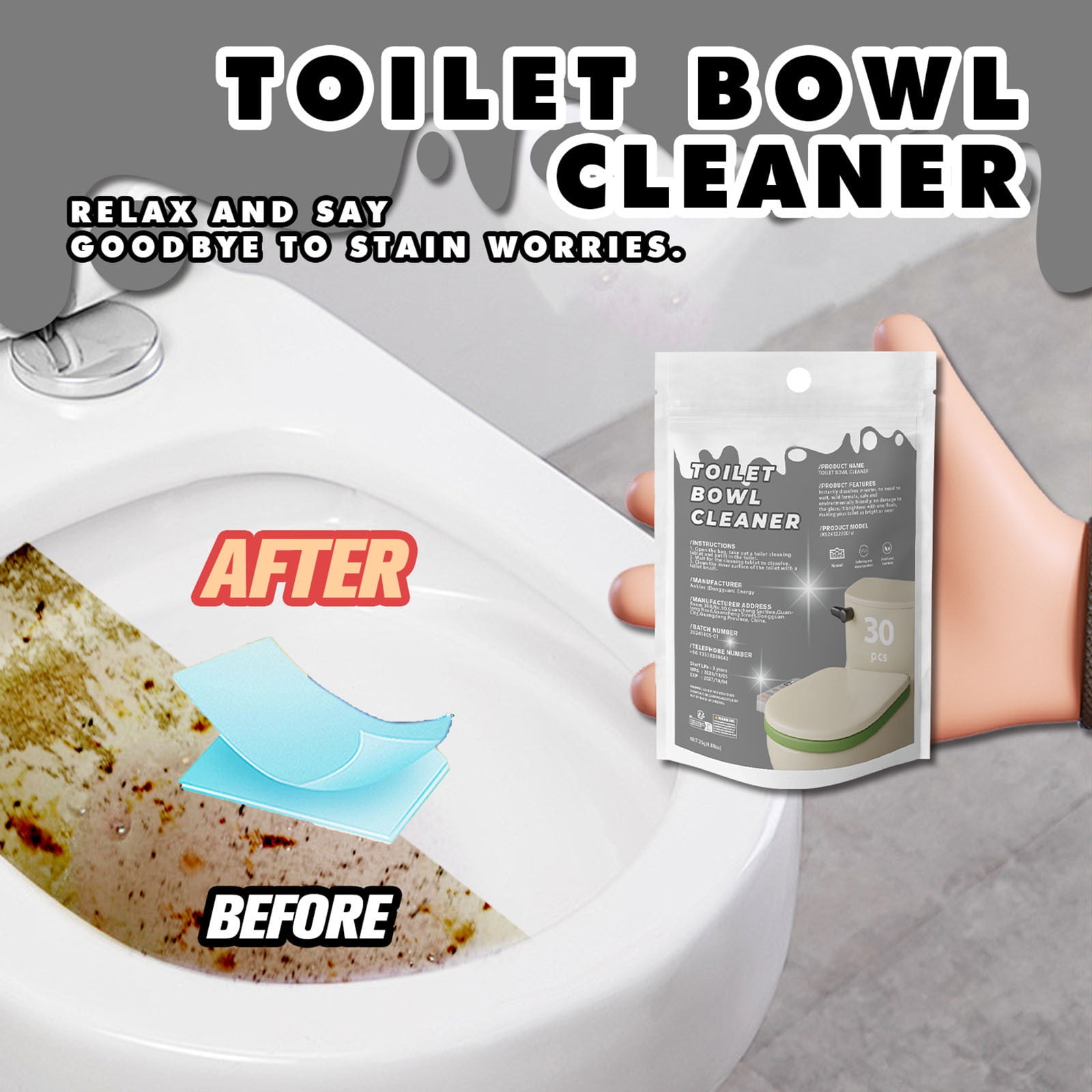 Toilet Cleaning Tablets with Bleach for Deodorizing and Removing Urine ...