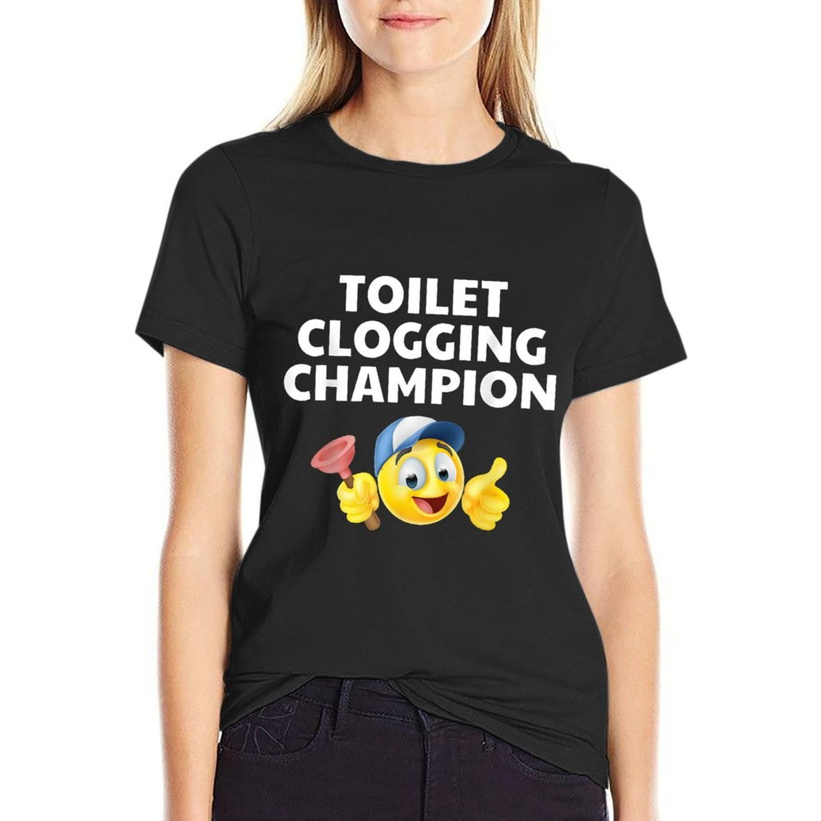 Toilet Clogging Champion Women’s Short Sleeve Cotton T-Shirt HD Graphic ...