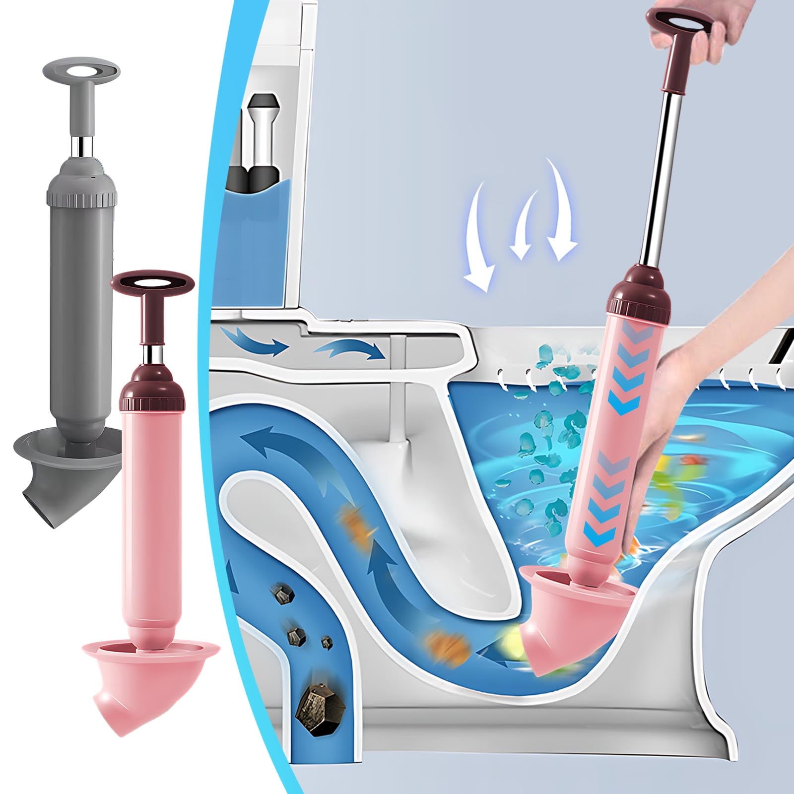 Toilet Drain Unclogger, Powerful Suction Cup Plunger, Heavy-Duty Rubber ...