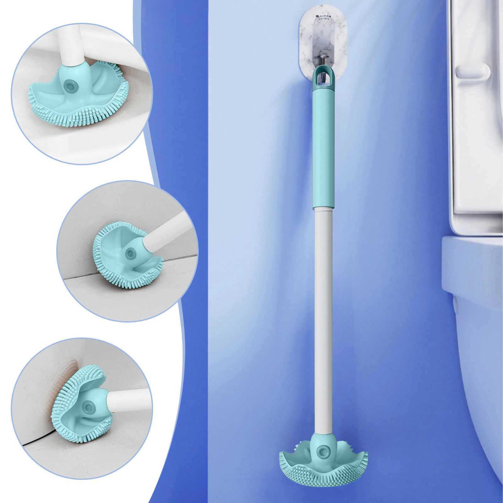 Toilet Essentials Long Handle Brush Head Toilet Brush360°No Dead ...