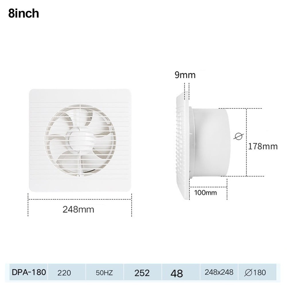 Toilet Extractor Fan Powerful Air Vent Wall Mounted Fans For Bathroom ...
