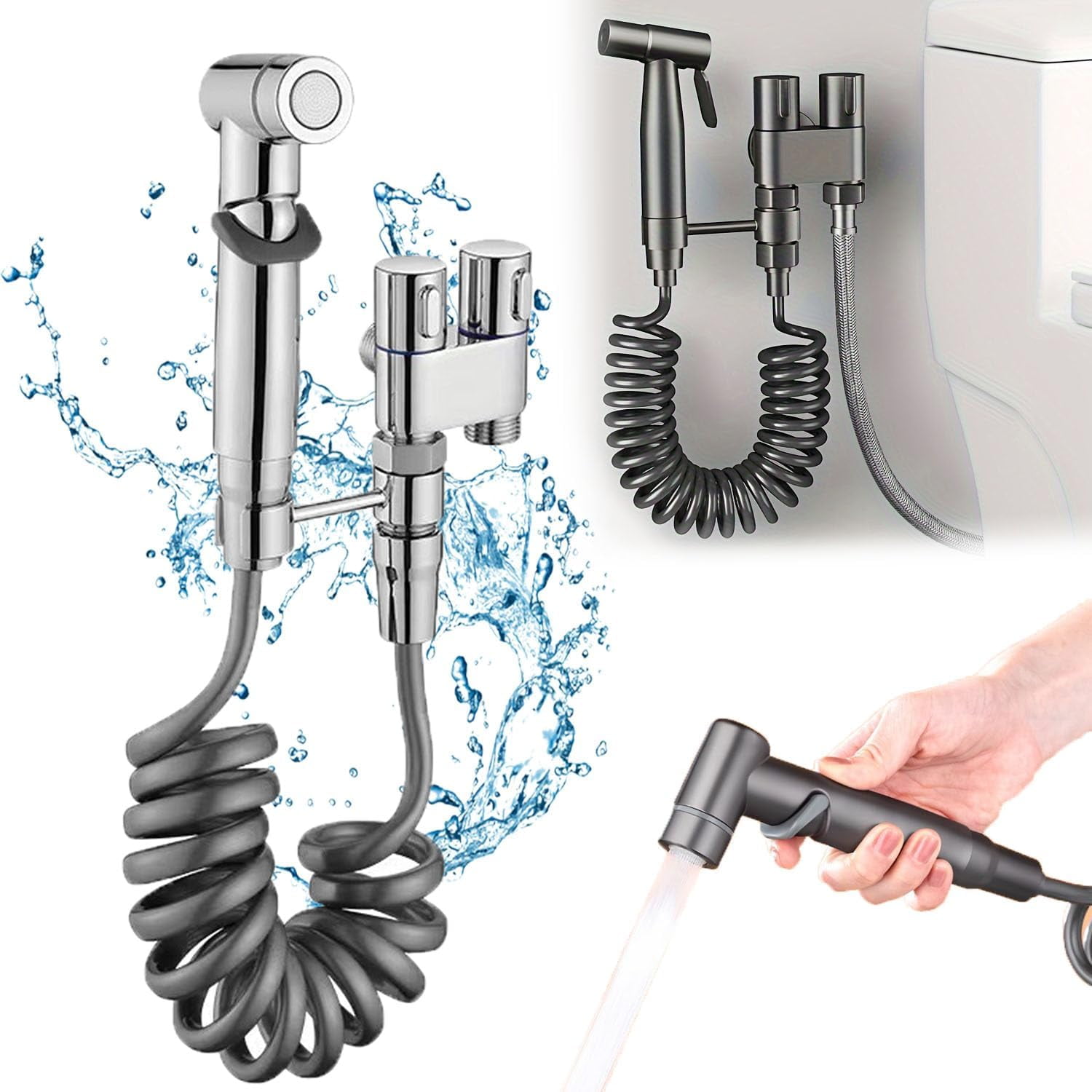 Toilet Faucet Splitter 2 Way, 1-in-2-Out Dual Control Valve, Toilet ...