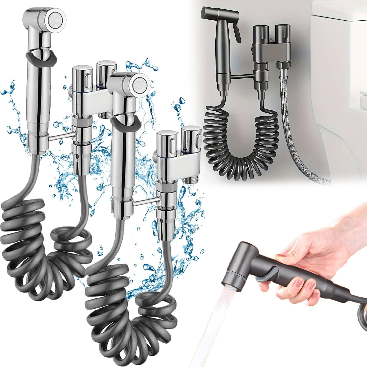 Toilet Faucet Splitter 2 Way, 1-in-2-Out Dual Control Valve, Toilet ...