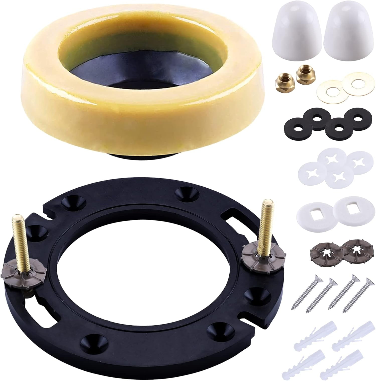 Toilet Flange with Wax Ring for Toilets Replacement Kit Includes PVC ...