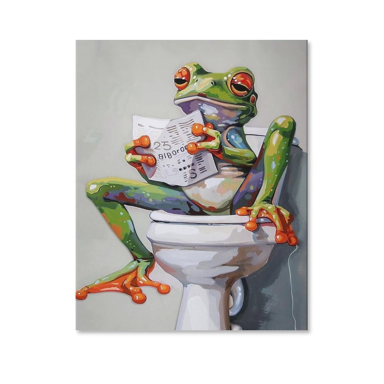 Toilet Frog Reading Newspaper Poster Canvas- Perfect for Wall ...