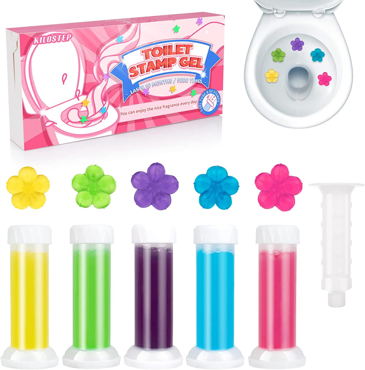 Toilet Gel, 60 Count 5 Kinds Of Scent Toilet Cleaner Bowl Gel Stamp Kit ...