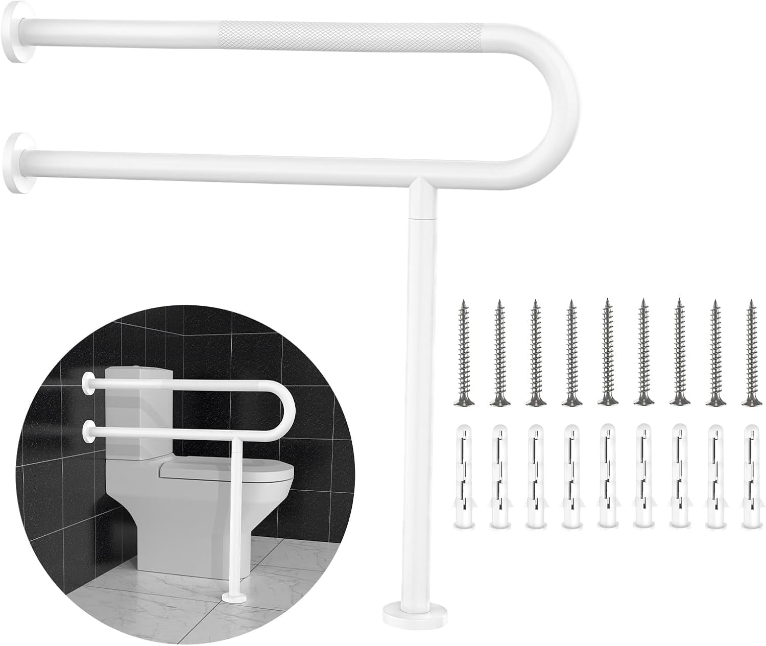 Free Shipping! Toilet Grab Bar 30.3 Inch, ZUEXT White Anti-Slip Support ...