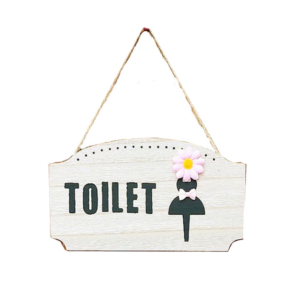 Toilet Hanging Sign, Wooden Toilet Hanging Sign Women Men Restroom Sign ...