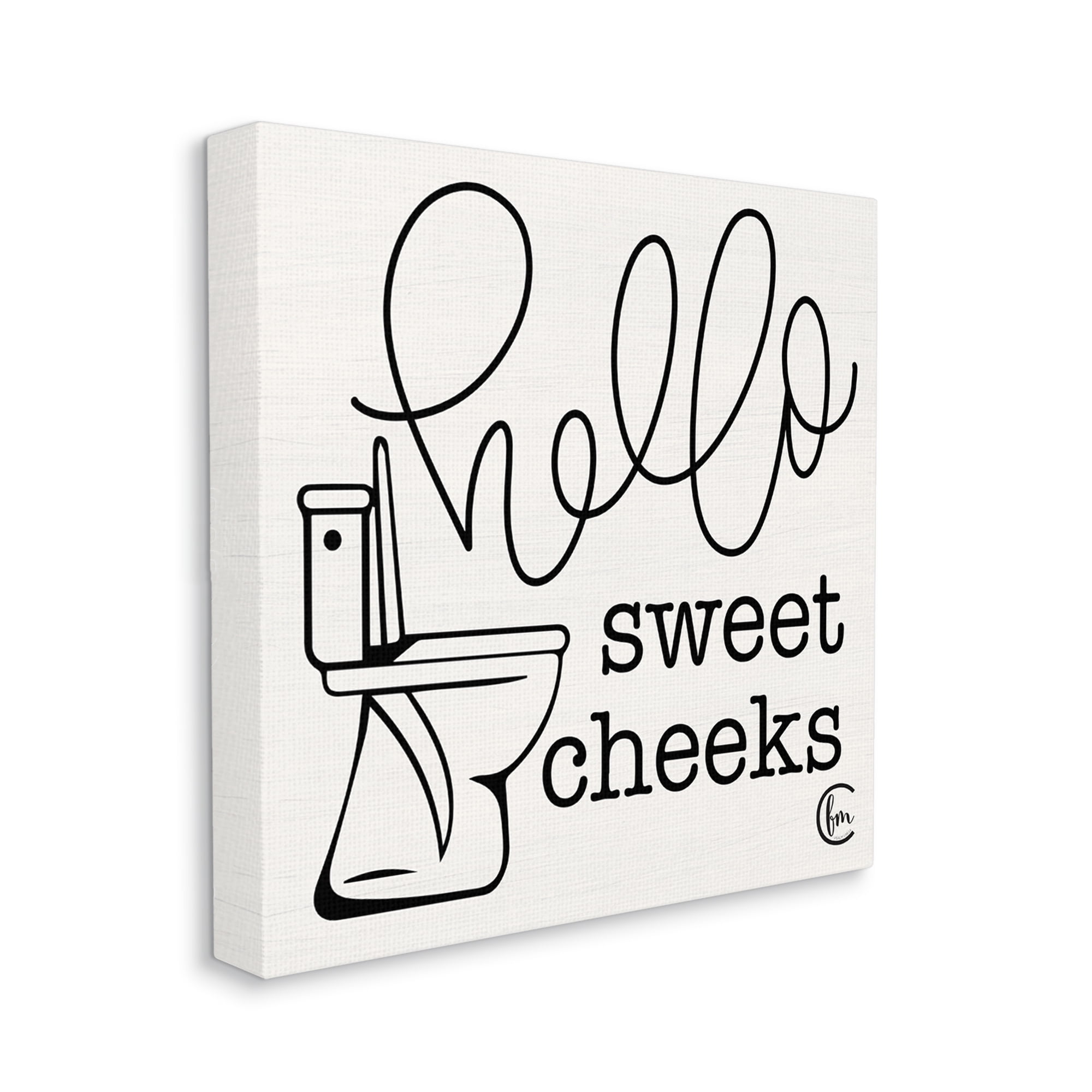 Toilet Hello Sweet Cheeks Black and White Curly Script Cursive ...