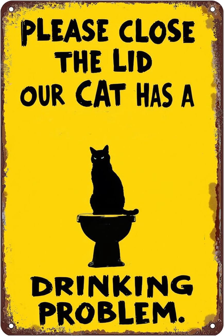 Toilet Humor Tin Sign Wall Decor - 12x8 Inch Tin Metal Vintage Wall Art ...