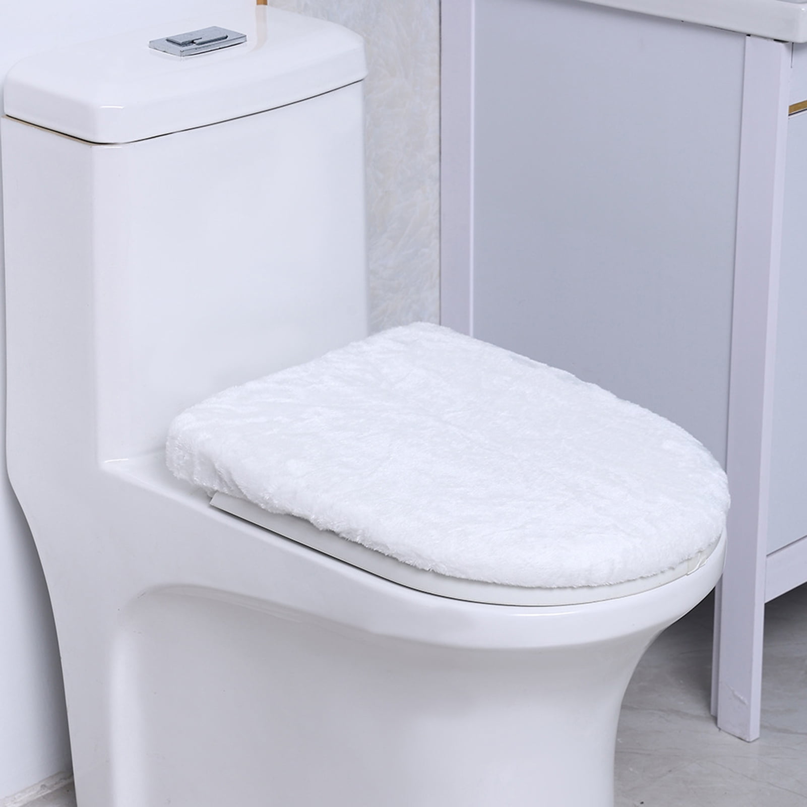 Toilet Lid Cover for Bathroom Velvet Soft Toilet Lid Seat Cover ...
