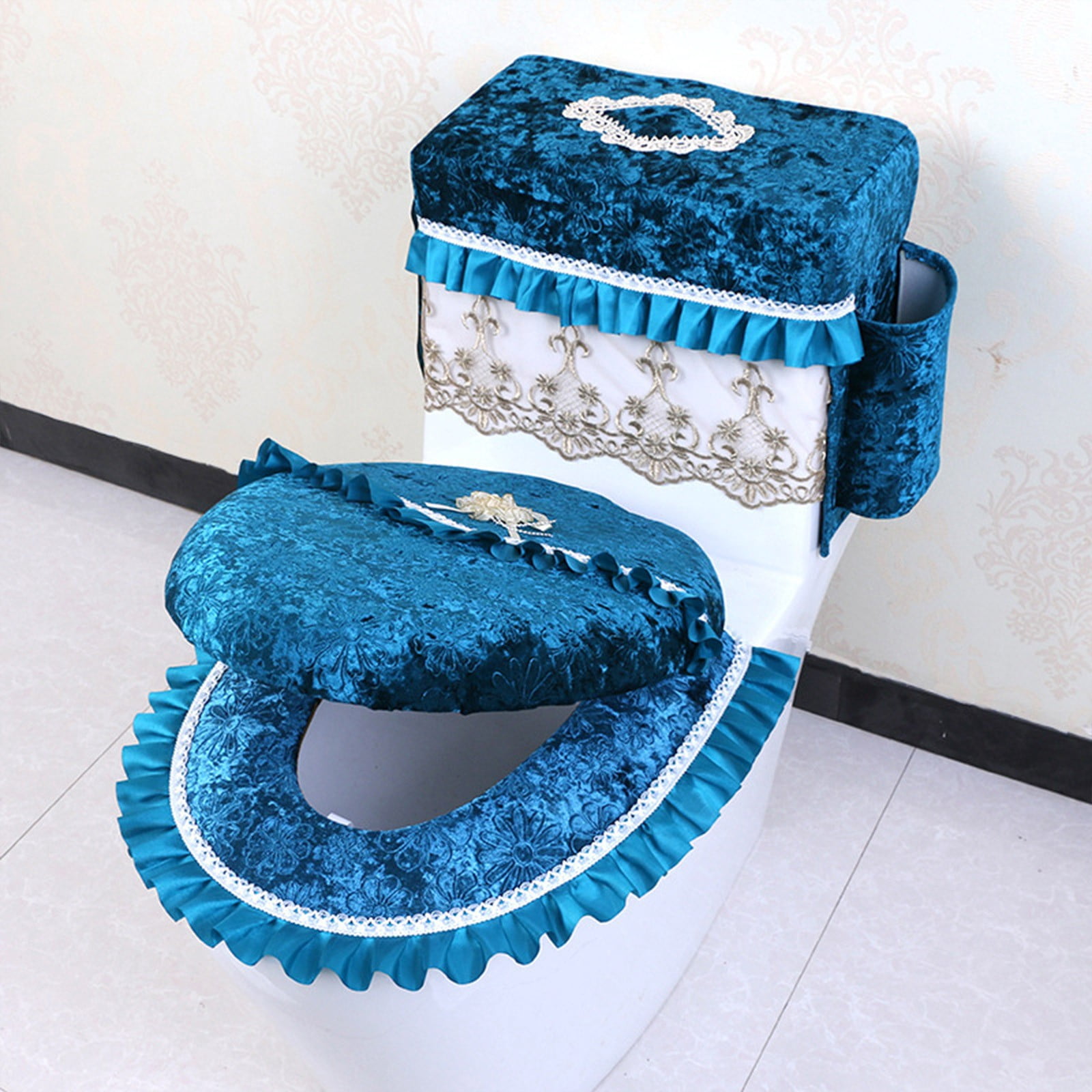 Toilet Mat,Flannel Toilet Tank Cover: Plush Toilet Lid Cover With Side ...