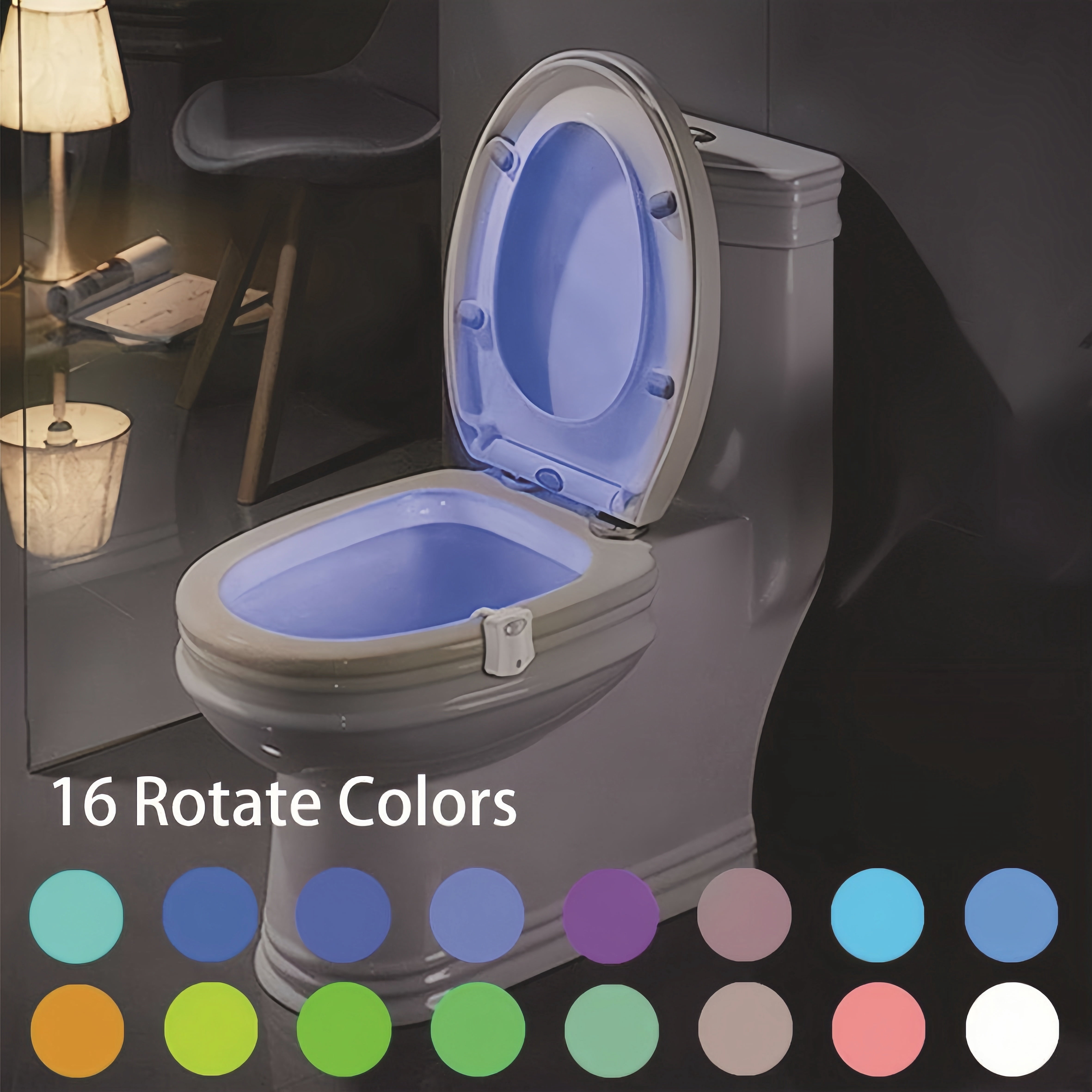 Toilet Night Light - 16 Color Changing, Motion Sensor Activated, LED ...