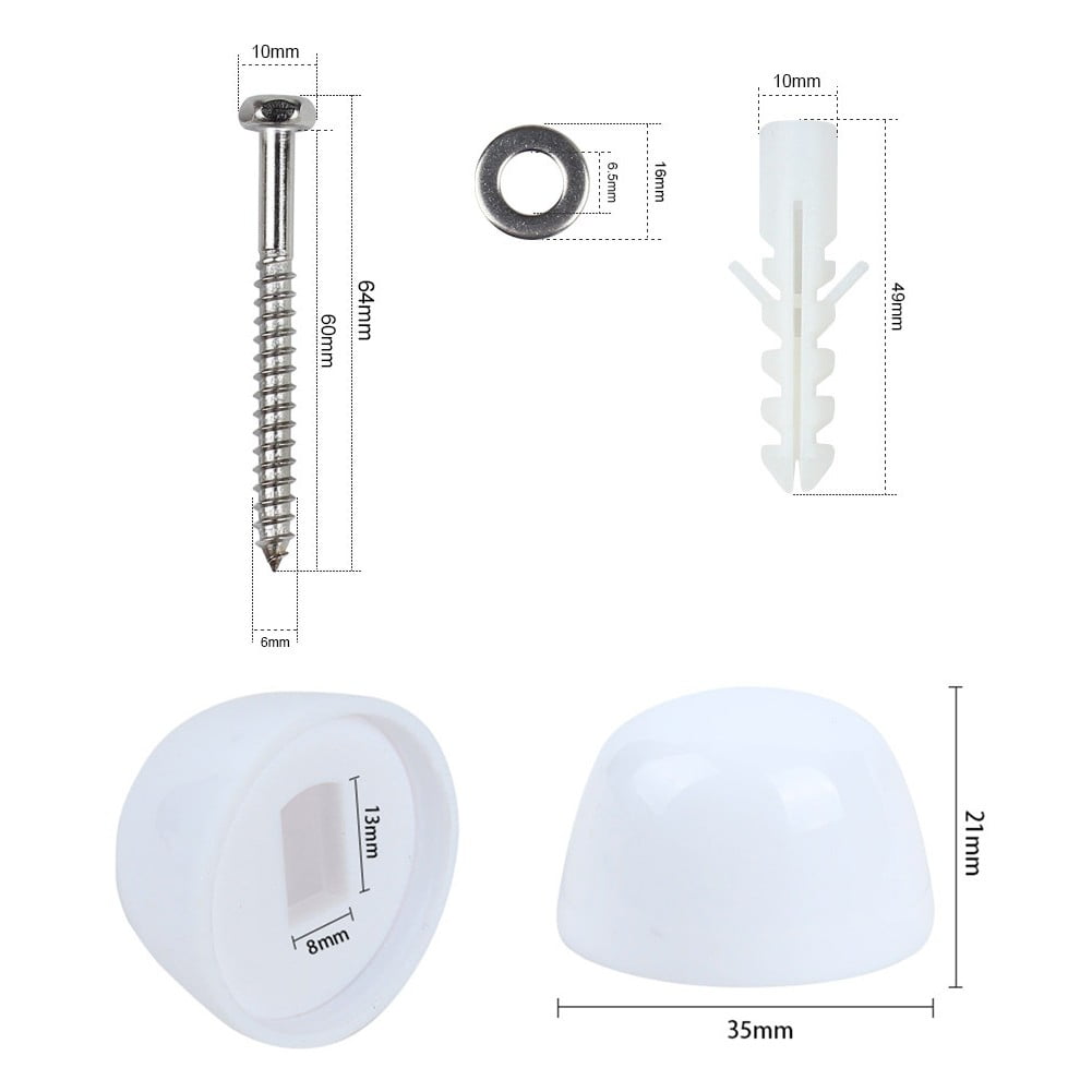 Toilet Pan Bidet Fixing Kit Set Screws Nylon Plugs Bushes With White ...