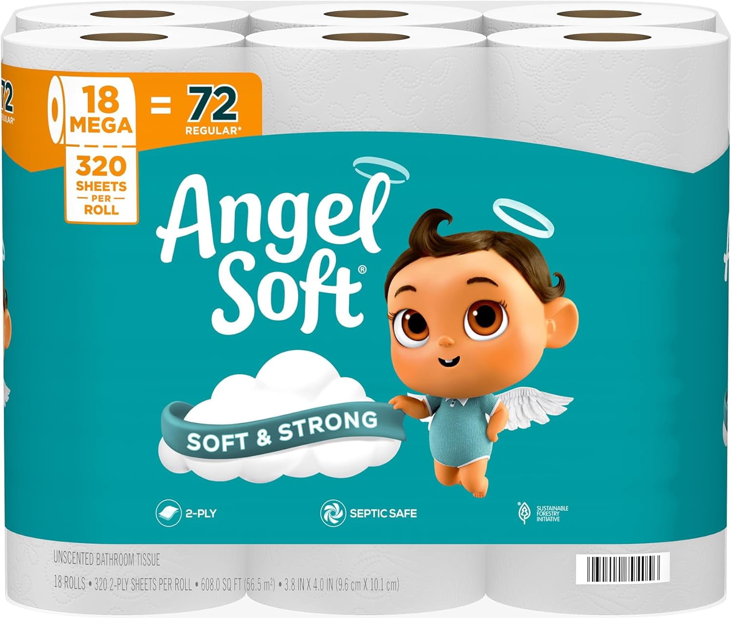 Toilet Paper, 18 Mega Rolls = 72 Regular Rolls, Soft and Strong Tissue ...