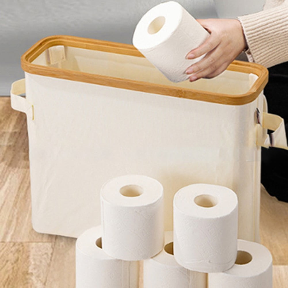Toilet Paper Basket Storage with Lid and Handle Toilet Storage Box for ...