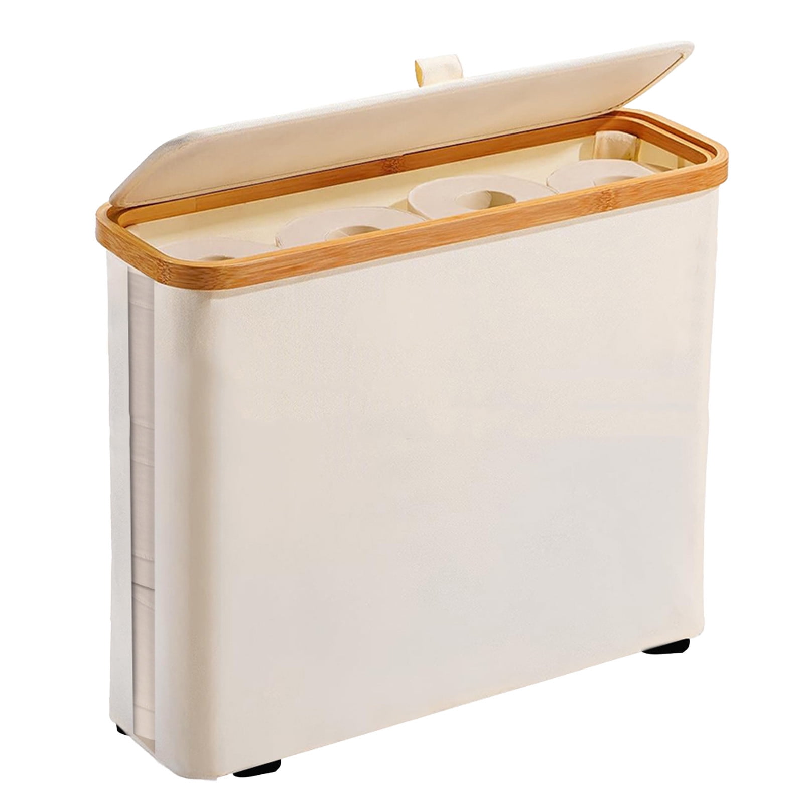 Toilet Paper Basket - Toilet Paper Storage with Lid, Bamboo Bathroom ...