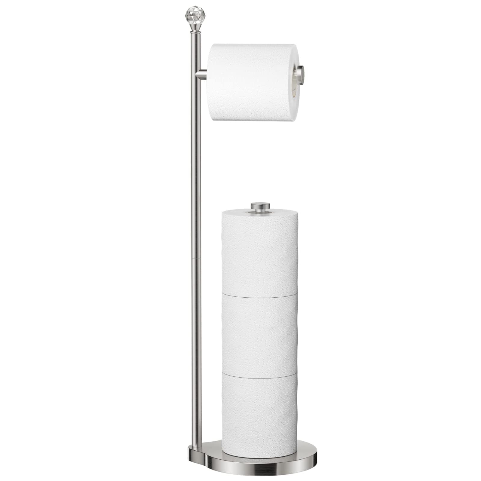 Toilet Paper Holder for Bathroom, Heavy Weighted Metal Free Standing ...
