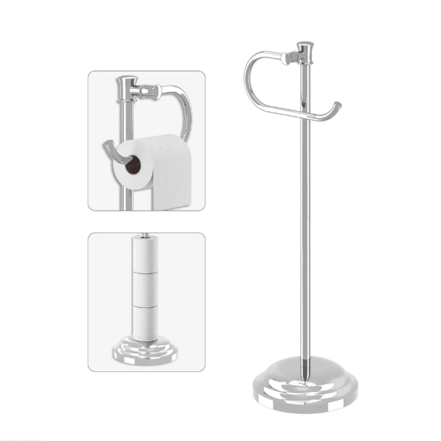 Toilet Paper Holder Free Standing Bathroom Toilet Tissue Holder Stand ...