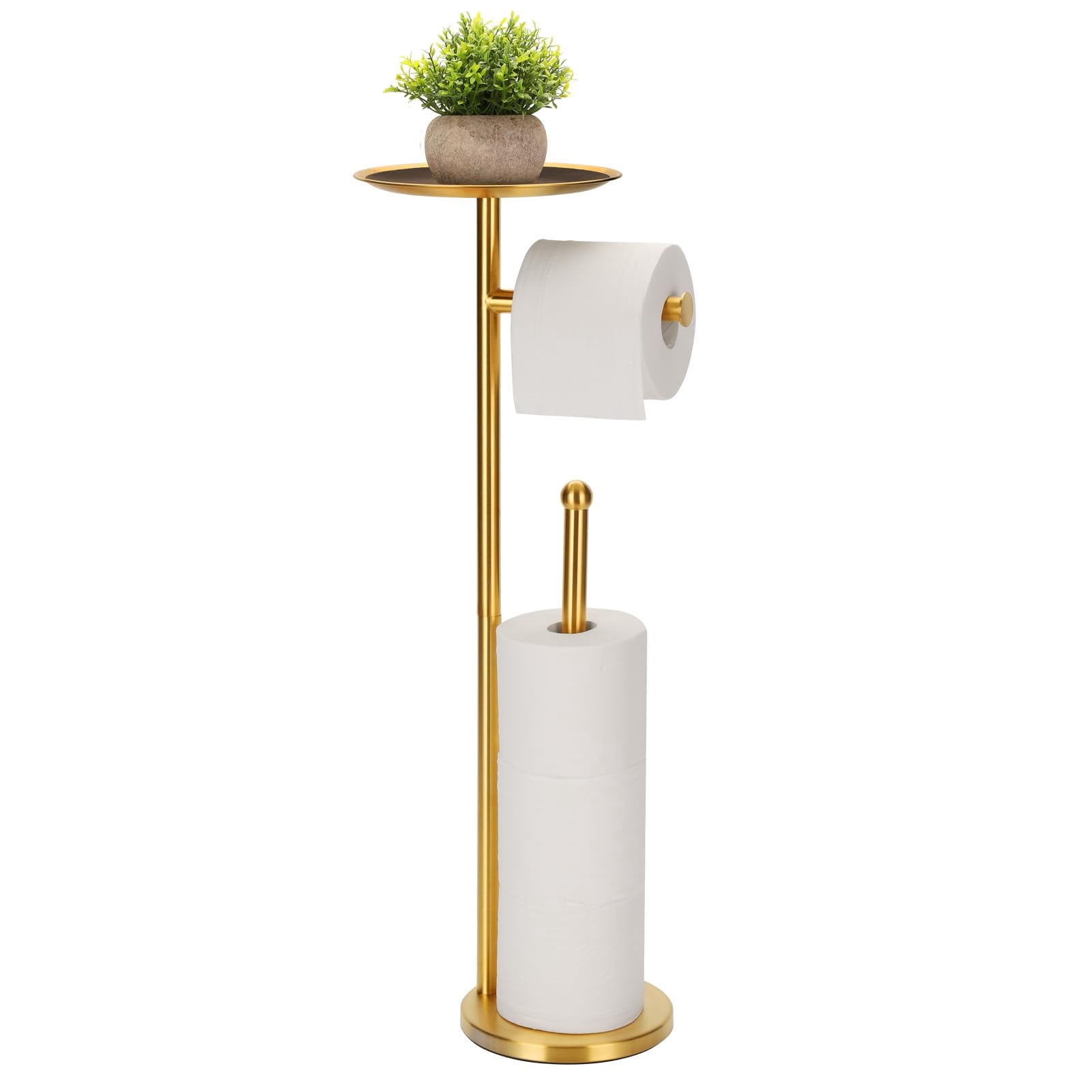 Toilet Paper Holder Freestanding with Big Shelf, 4 Rolls Reserve Paper ...