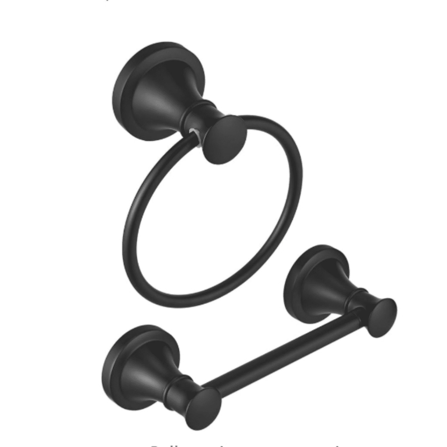Toilet Paper Holder and Hand Towel Ring Matte Black Wall Mount Bathroom ...