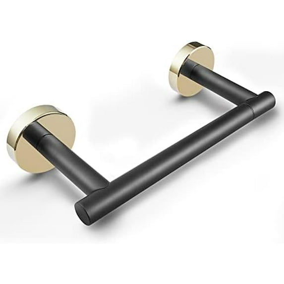 Toilet Paper Holder Matte Black and Gold, Metal Bathroom Rotating Paper ...