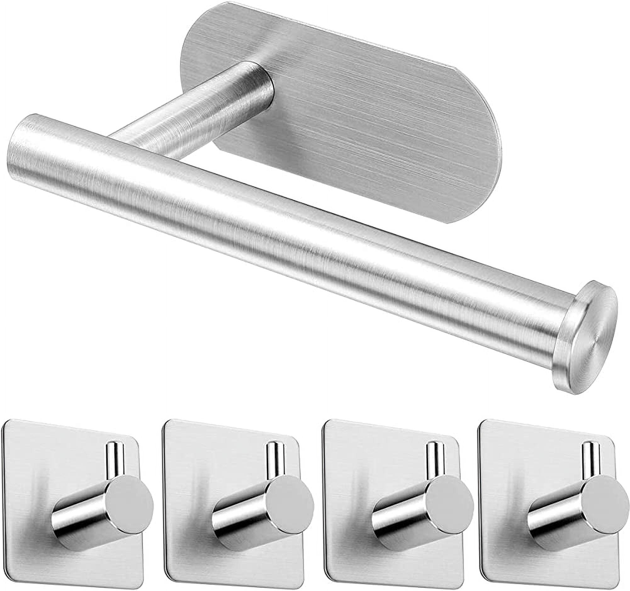 Toilet Paper Holder No Drilling Toilet Paper Holder with 4 Pieces Towel ...