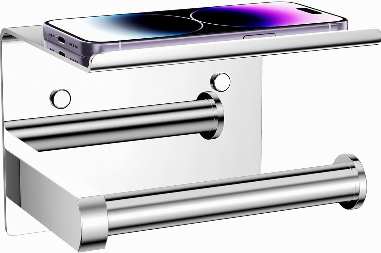 Toilet Paper Holder with Phone Shelf, Adhesive or Screw Wall Mount ...