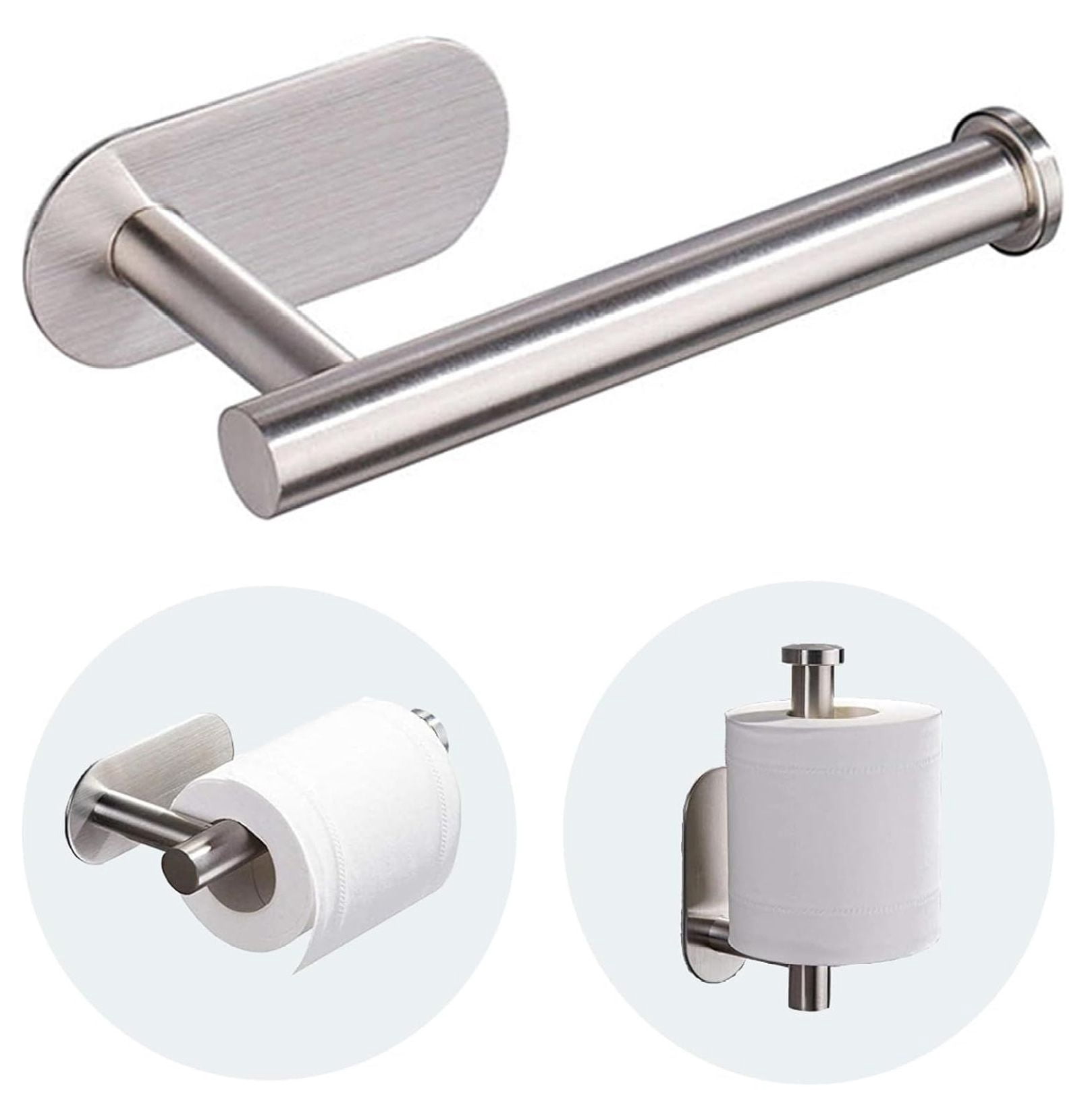 Toilet Paper Holder Self Adhesive, Brushed Stainless Steel - No Drill ...