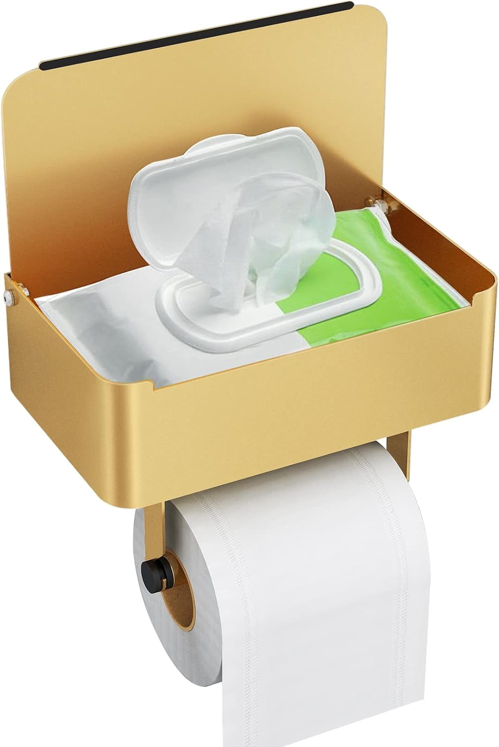 Toilet Paper Holder with Shelf, Flushable Wipes Dispenser Fits for ...