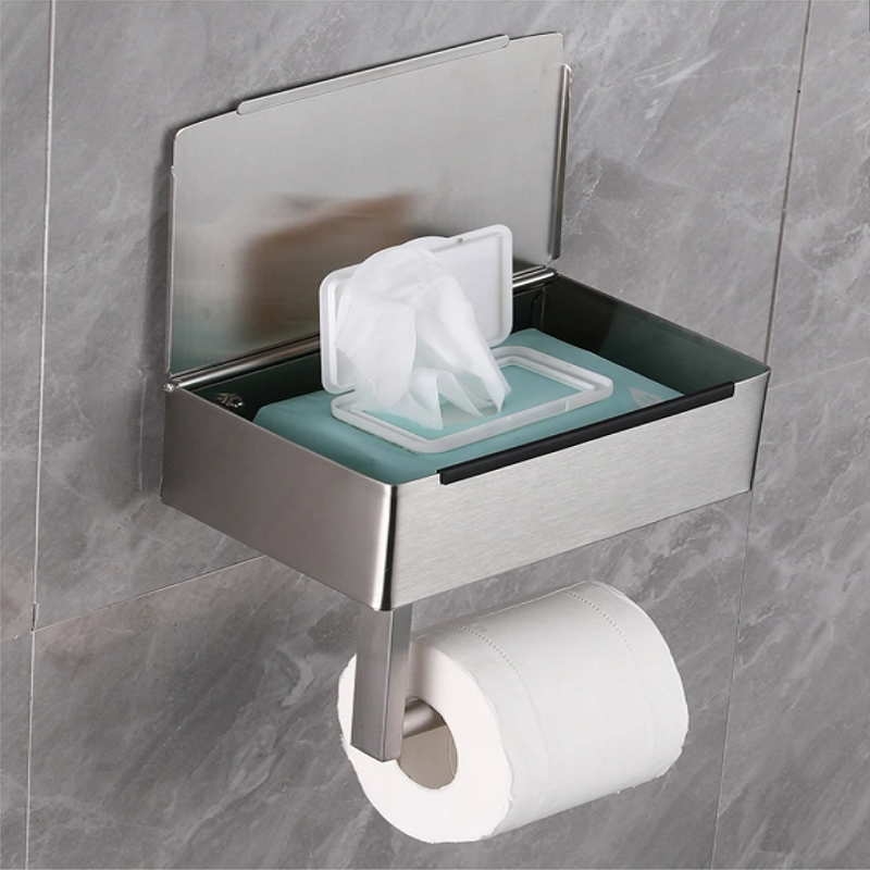 Toilet Paper Holder with Shelf, Flushable Wipes Dispenser, and Storage ...
