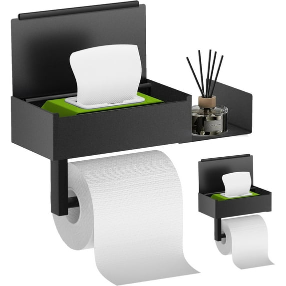 Toilet Paper Holder with Shelf, Self Adhesive Toilet Paper Holder with ...