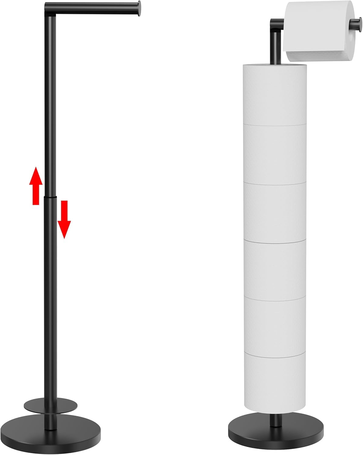 Toilet Paper Holder Stand 1 pc, Height Adjustable, Reserve Tissue for 6 ...