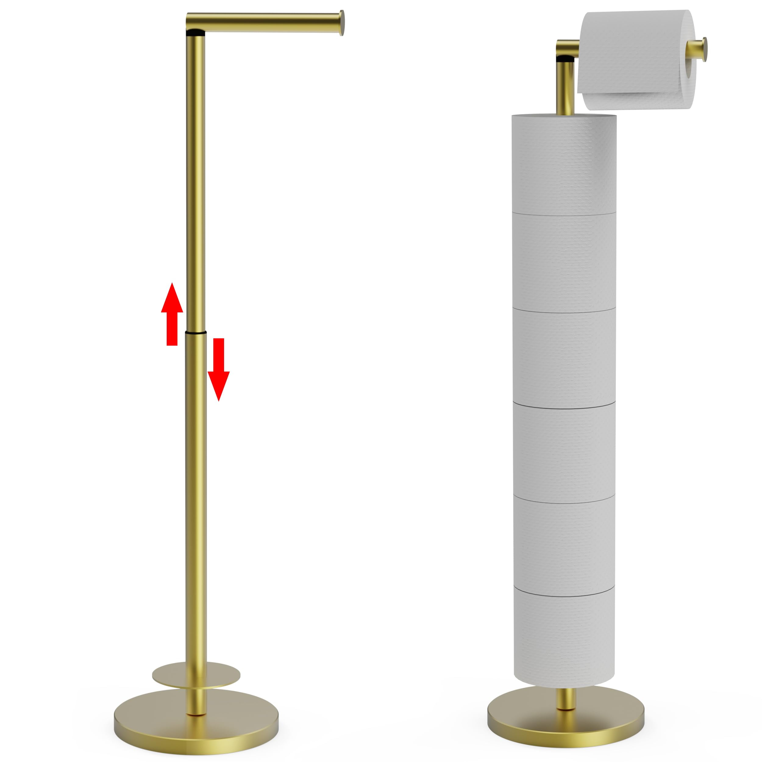 Toilet Paper Holder Stand 1 pc, Height Adjustable, Reserve Tissue for 6 ...