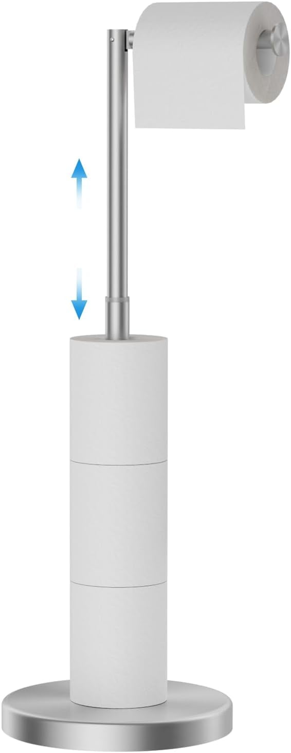 Toilet Paper Holder Stand Adjustable, Stainless Steel Freestanding ...