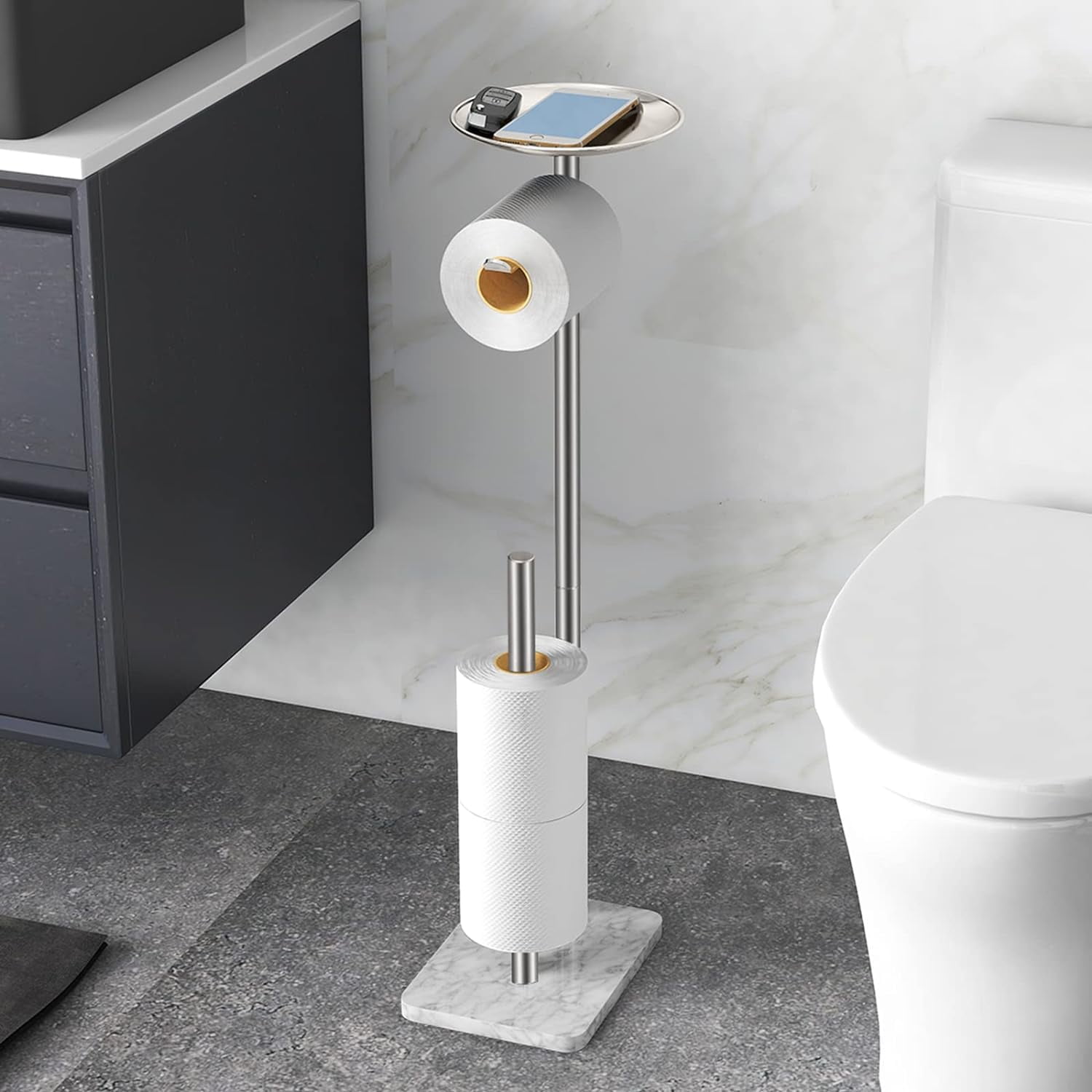 Toilet Paper Holder Stand for Bathroom Floor Standing Toilet Roll ...