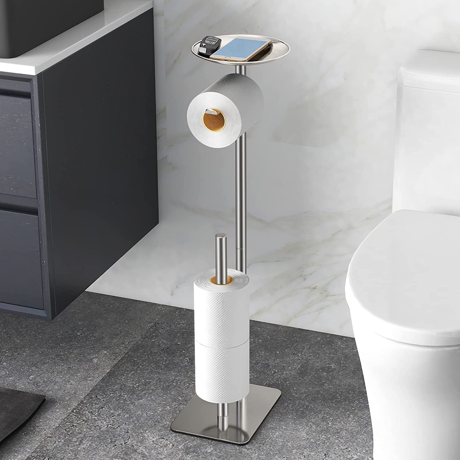 Toilet Paper Holder Stand for Bathroom Floor Standing Toilet Roll ...