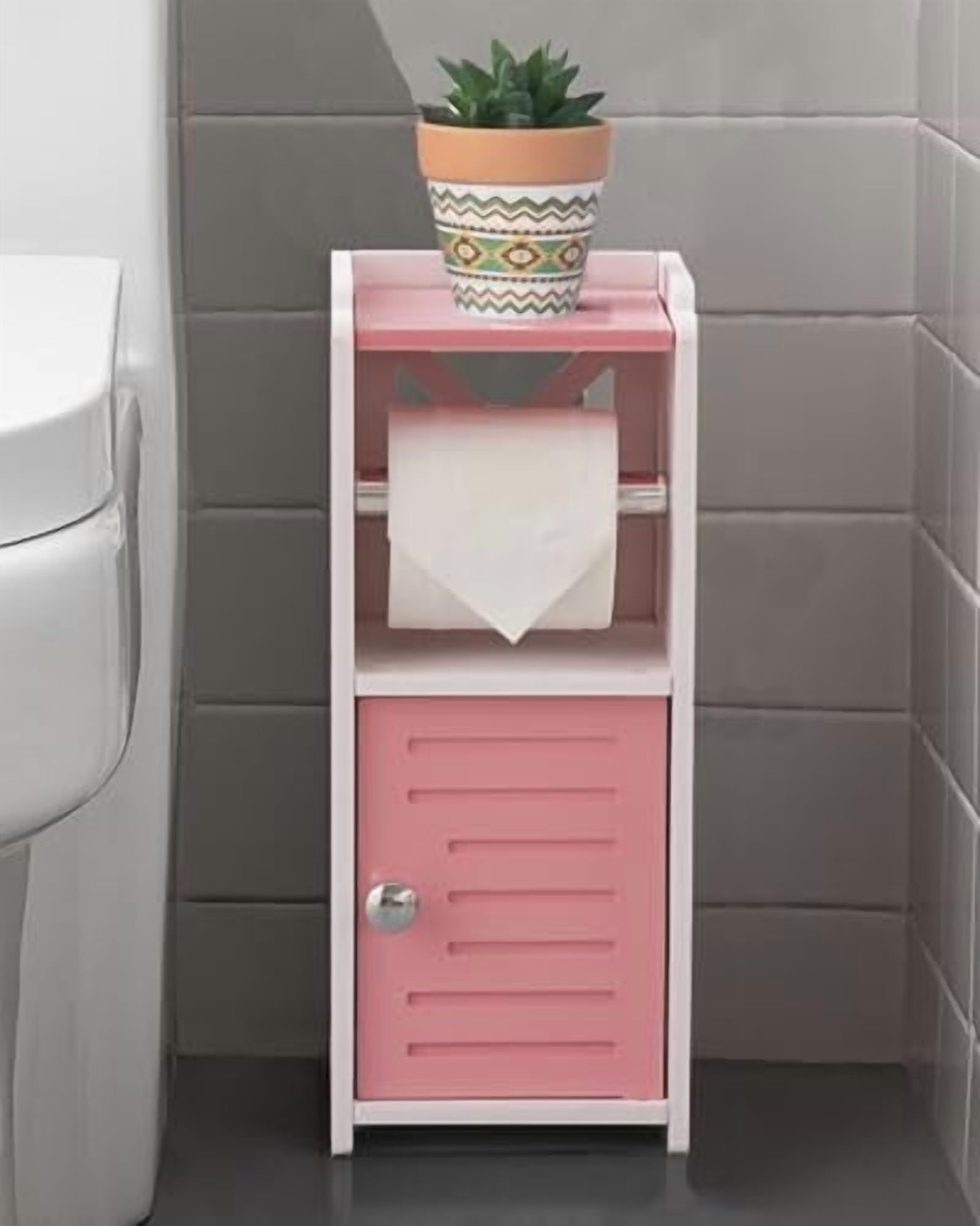 Toilet Paper Holder Stand: PVC Freestanding Cabinet Storage for Small ...