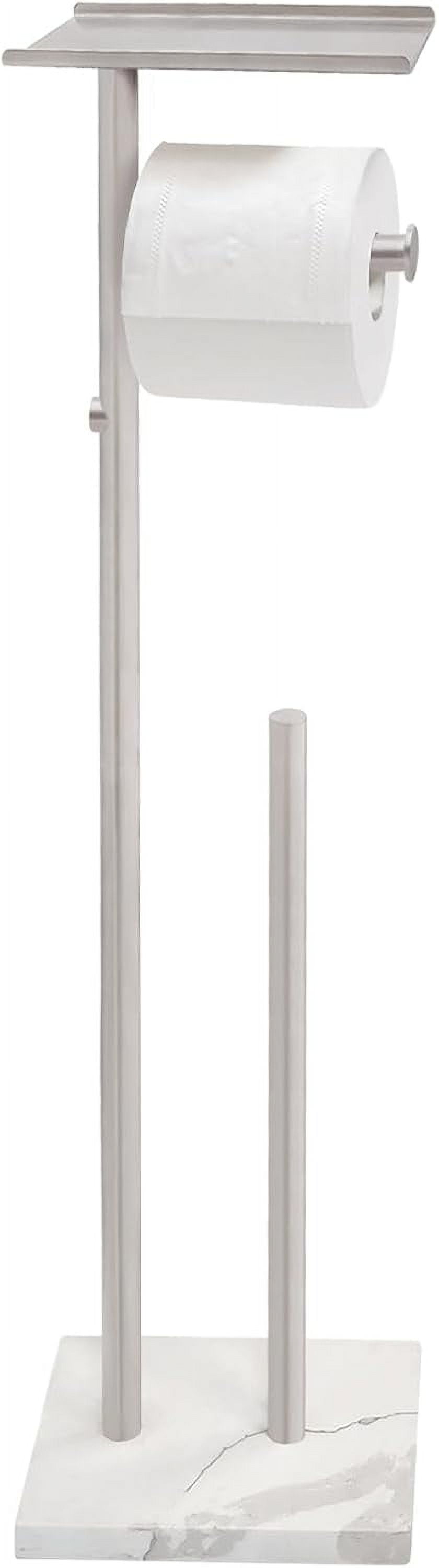 Toilet Paper Holder Stand with Shelf, Marble Base Heavy Free Standing ...