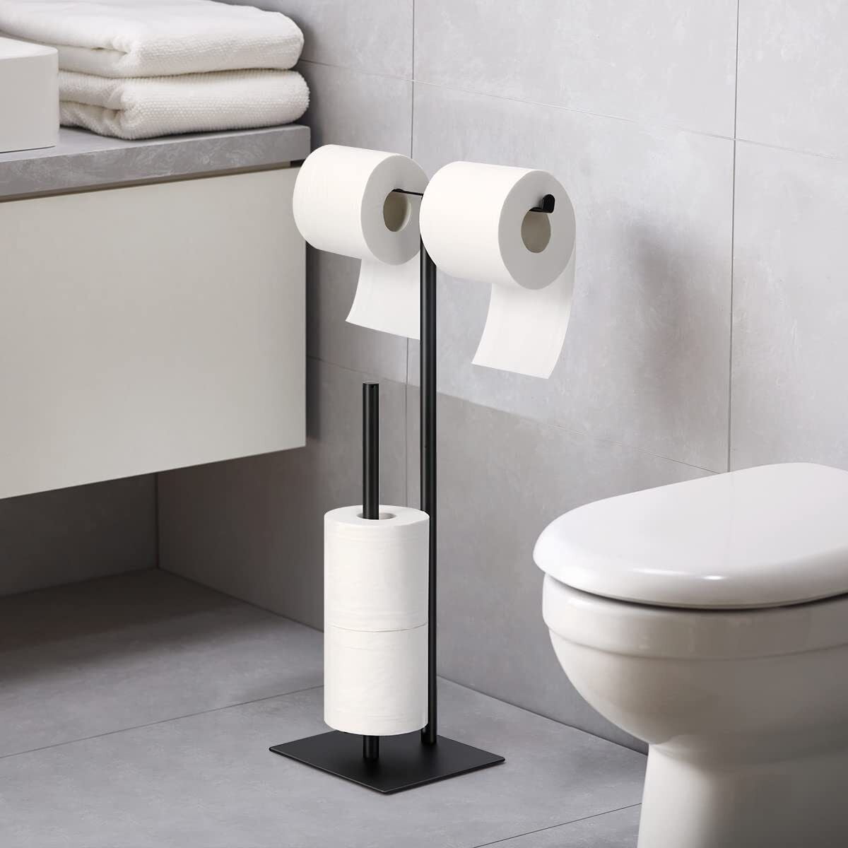 Toilet Paper Holder Stand Tissue Holder Bathroom Free Standing Paper ...