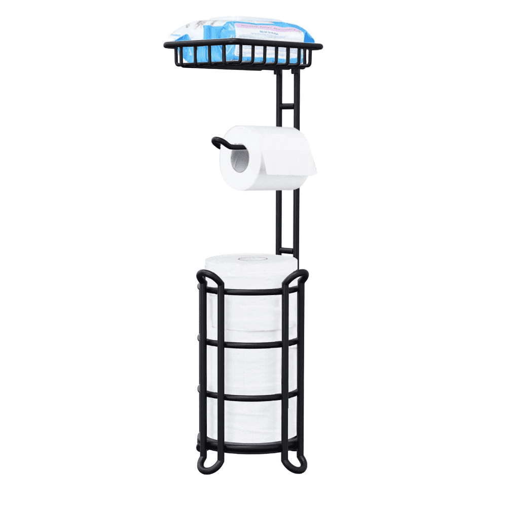 Toilet Paper Holder Stand Tissue Paper Roll Dispenser With Shelf For ...