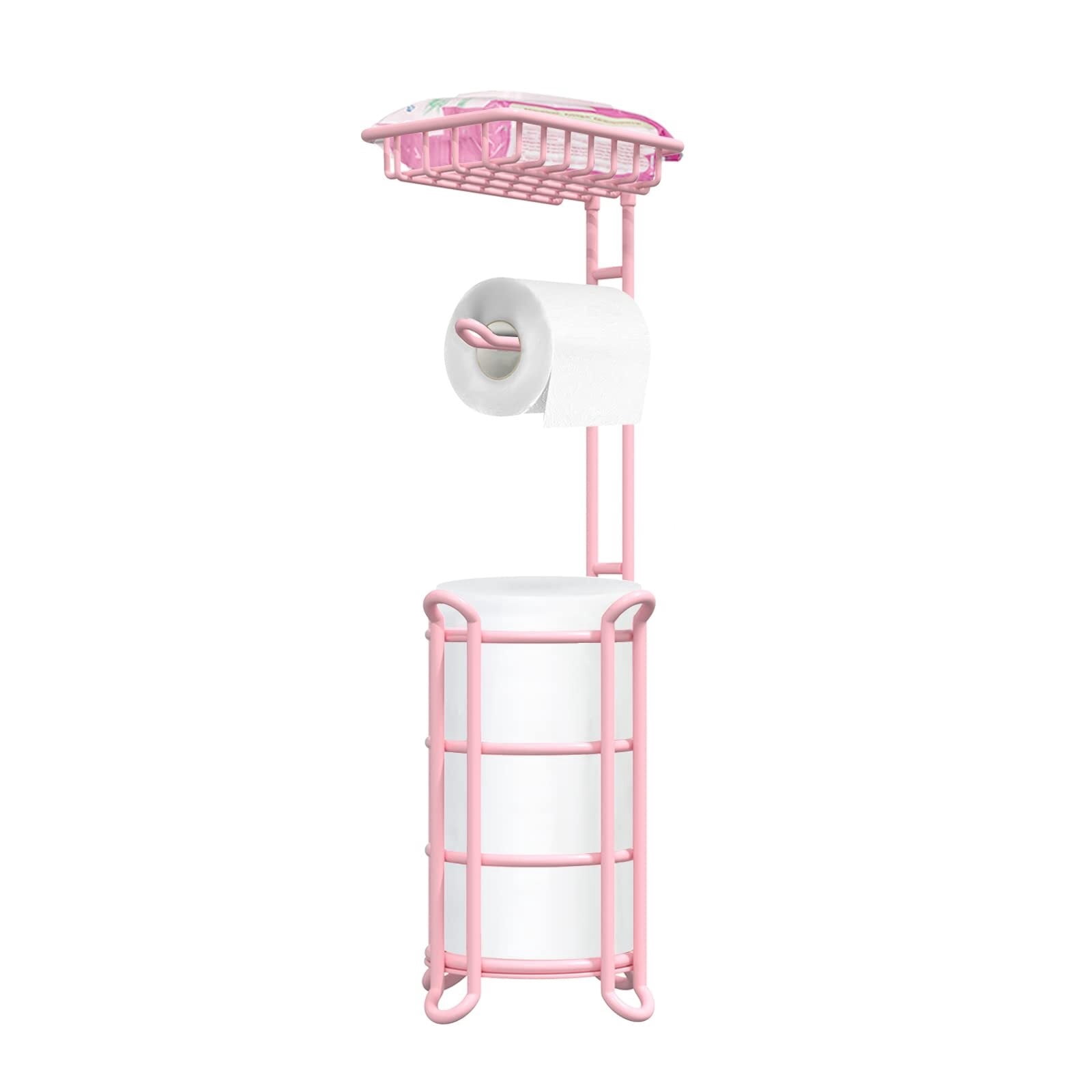 Toilet Paper Holder Stand Tissue Paper Roll Dispenser with Shelf for ...