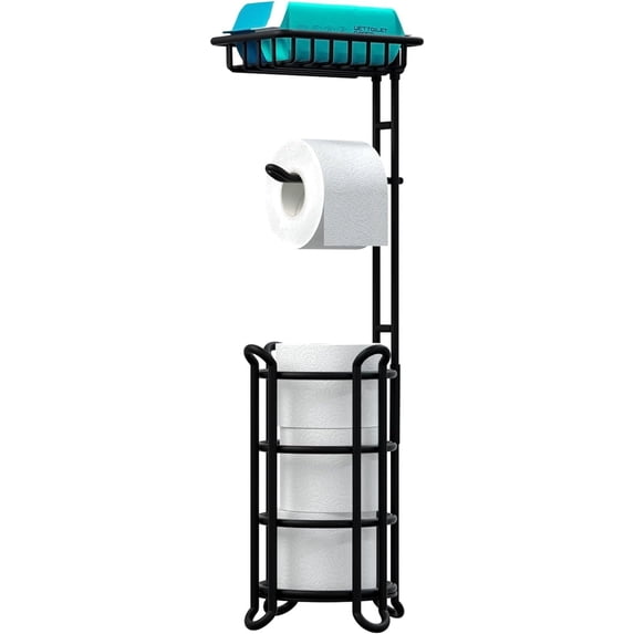 Toilet Paper Holder Stand Tissue Paper Roll Dispenser with Shelf for ...